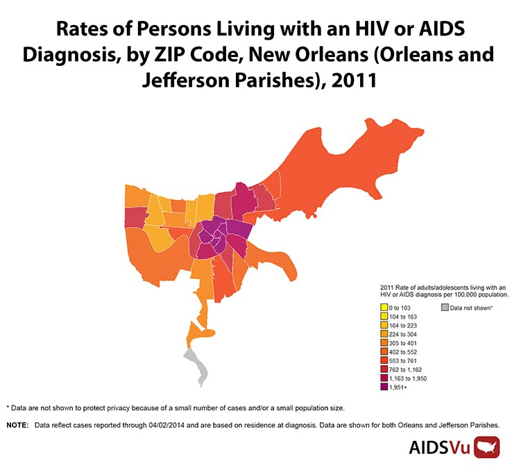 Maps of HIV Infection Rates in Nine American Cities -- via AIDSvu | The ...
