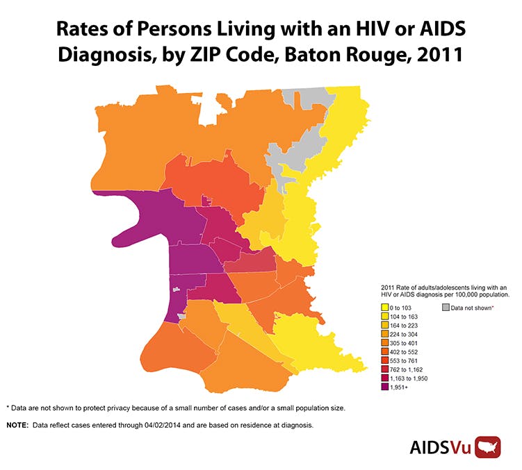 Maps of HIV Infection Rates in Nine American Cities -- via AIDSvu | The ...