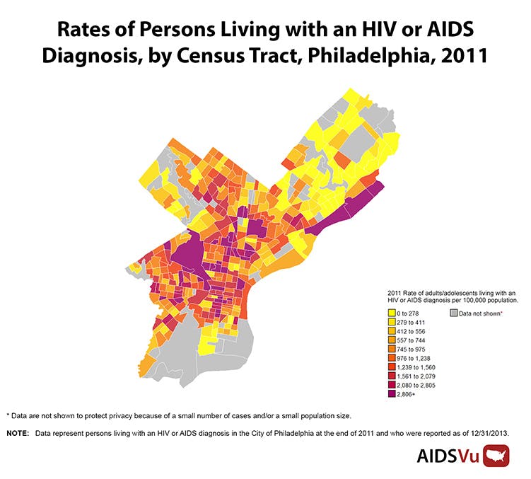 Maps of HIV Infection Rates in Nine American Cities -- via AIDSvu | The ...