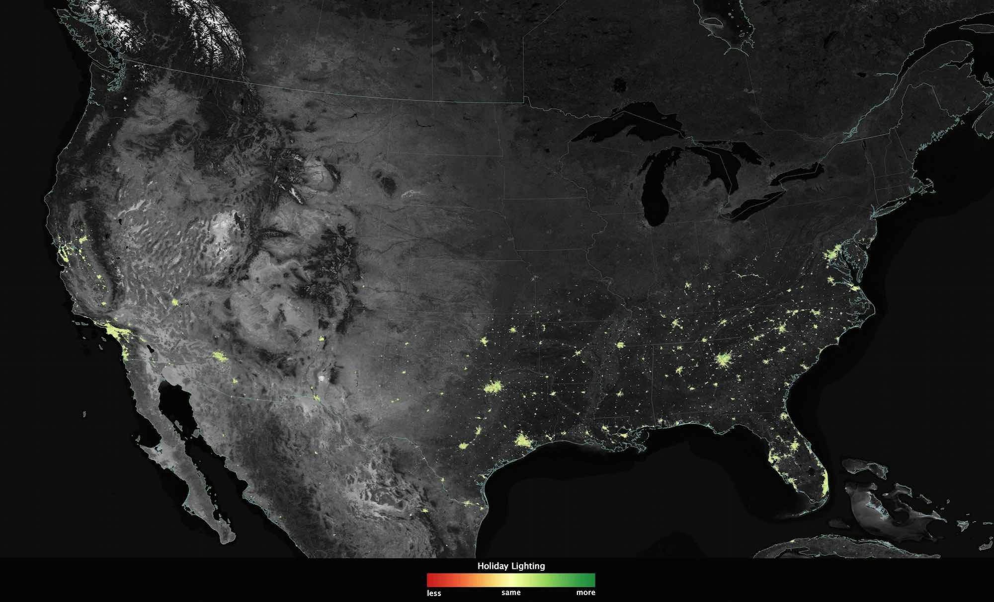 NASA Photos Show Light Pollution in U.S. During Christmas Holidays ...