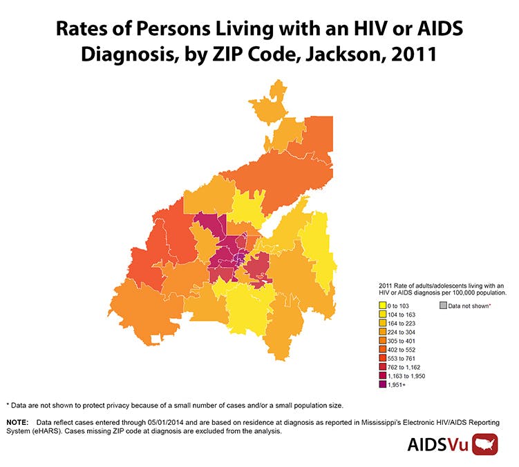 Maps of HIV Infection Rates in Nine American Cities -- via AIDSvu | The ...