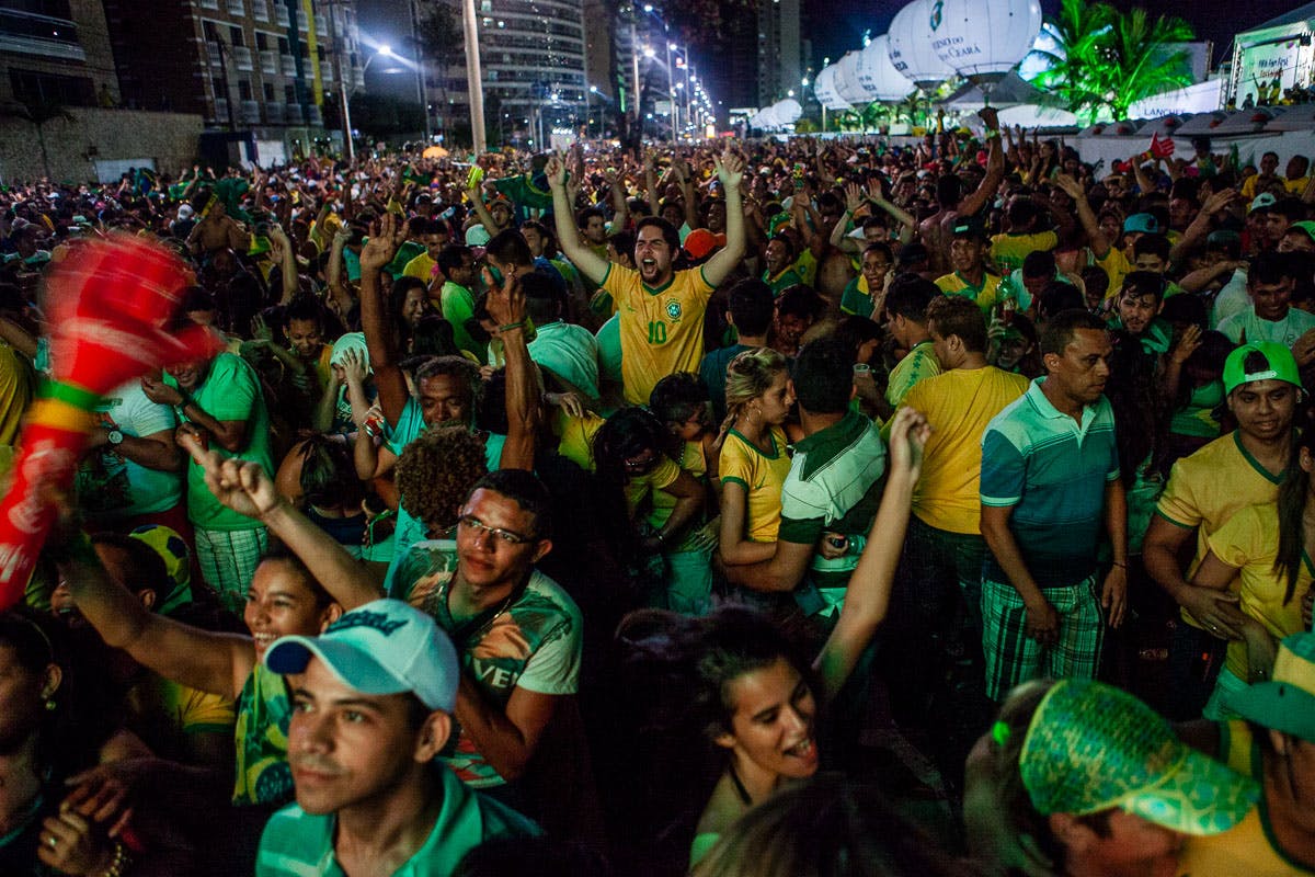 World Cup 2014: Photos of Brazil Fans Celebrating Win in Fortaleza ...